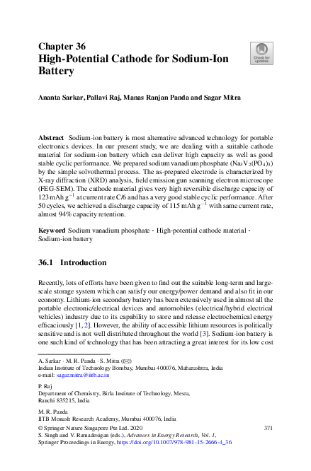 High-Potential Cathode for Sodium-Ion Battery