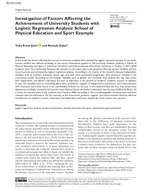 (PDF) Investigation of Factors Affecting the Achievement of University Students with Logistic ...