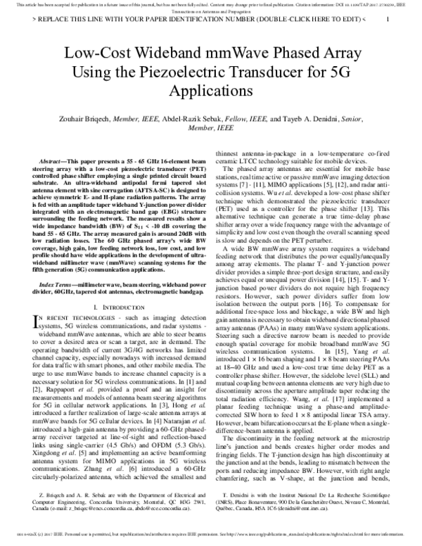 (PDF) Low-Cost Wideband mm-Wave Phased Array Using the Piezoelectric ...