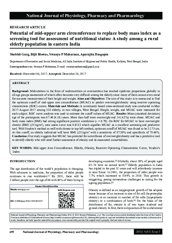 (PDF) Potential of mid-upper arm circumference to replace body mass ...
