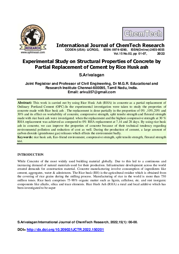 (PDF) Experimental Study on Structural Properties of Concrete by ...