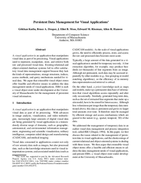 (PDF) Persistent data management for visual applications