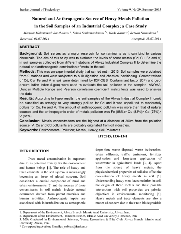 (PDF) Natural and Anthropogenic Source of Heavy Metals Pollution in the ...