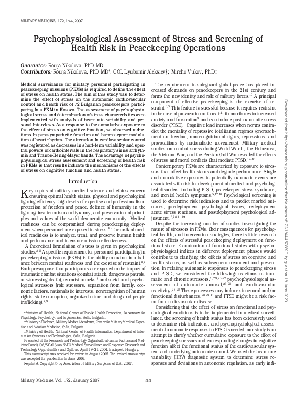(PDF) Psychophysiological Assessment of Stress and Screening of Health ...