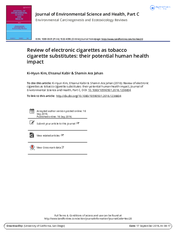 (PDF) Review of electronic cigarettes as tobacco cigarette substitutes ...