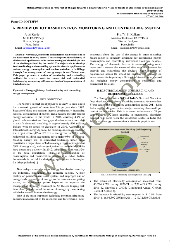 (PDF) A Review On Iot Based Energy Monitoring And Controlling System (PDF) A Review On Iot Based Energy Monitoring And Controlling System