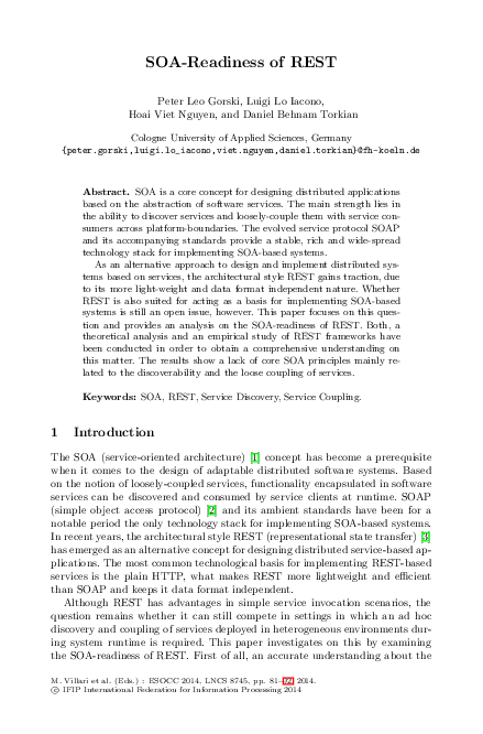 (PDF) SOA-Readiness of REST