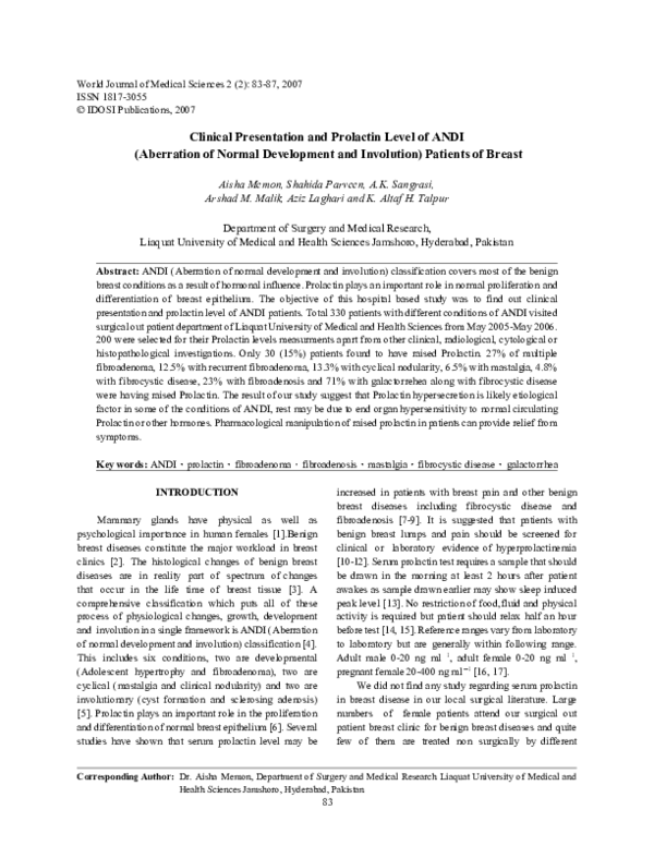 (PDF) Clinical Presentation and Prolactin Level of ANDI (Aberration of ...