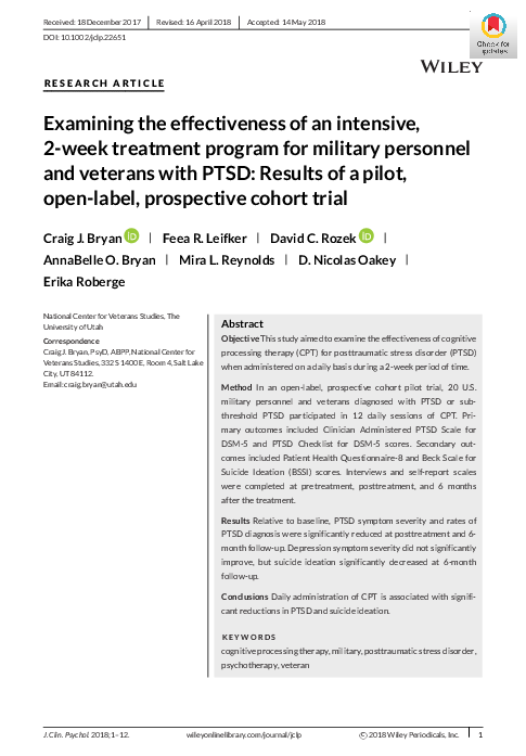 (PDF) Examining the effectiveness of an intensive, 2-week treatment ...