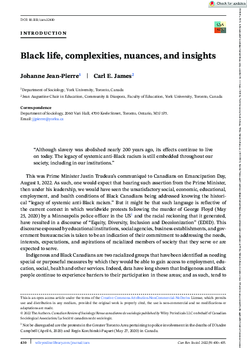 (PDF) Black life, complexities, nuances, and insights