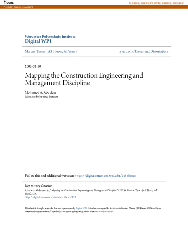 (PDF) Mapping the construction engineering and management discipline