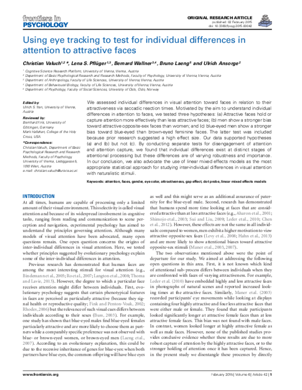 (PDF) Using eye tracking to test for individual differences in ...