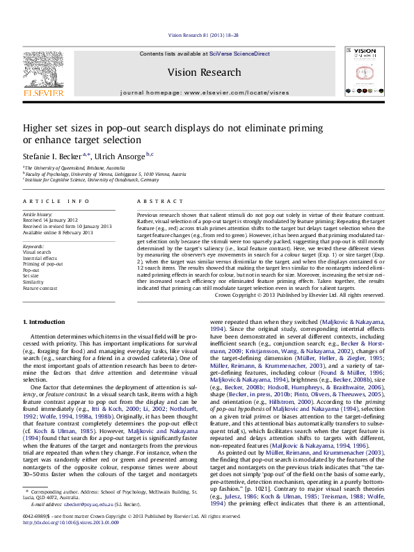 (PDF) Higher set sizes in pop-out search displays do not eliminate priming or enhance target ...