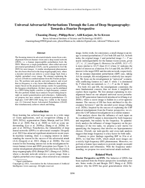 (PDF) Universal Adversarial Perturbations Through the Lens of Deep Steganography: Towards a ...