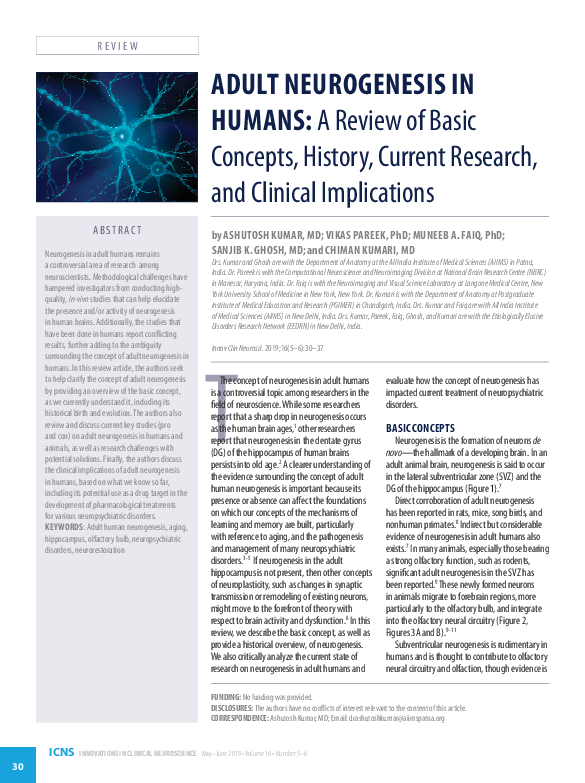 (PDF) ADULT NEUROGENESIS IN HUMANS: A Review of Basic Concepts, History ...