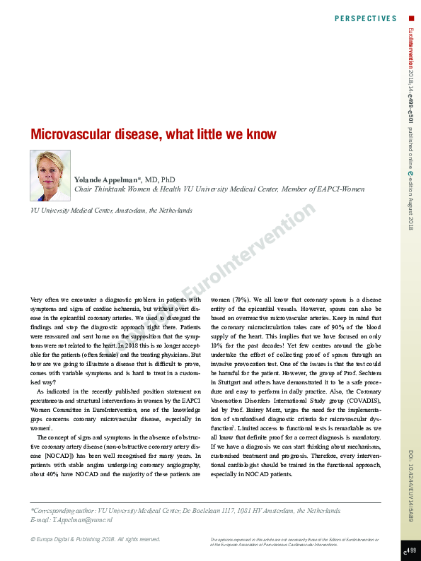 (PDF) Microvascular disease, what little we know
