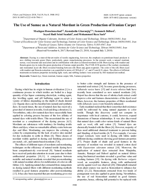 (PDF) The Use of Sumac as a Natural Mordant in Green Production of ...