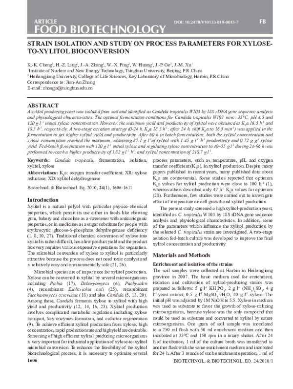 (PDF) Strain Isolation and Study on Process Parameters for Xylose-to ...