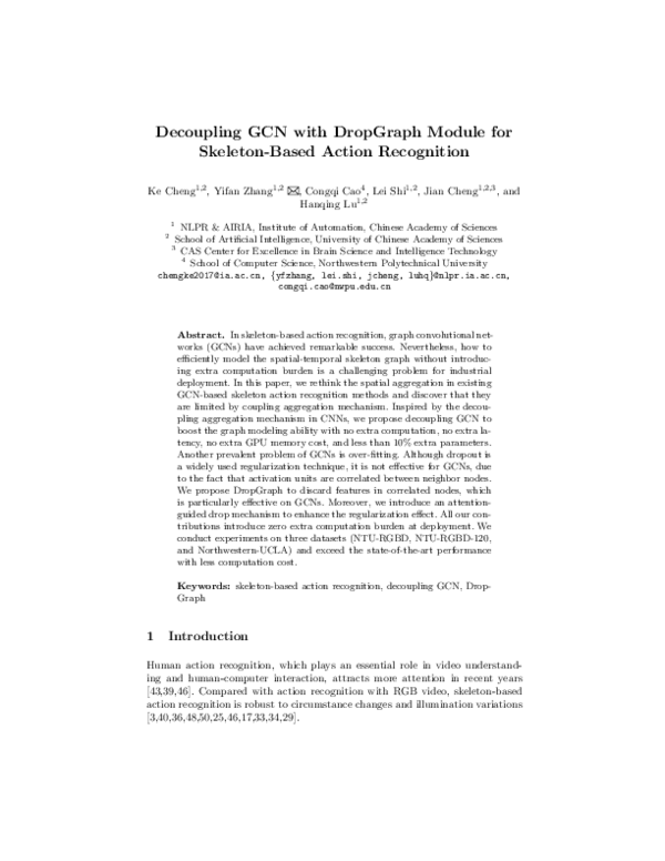 (PDF) Decoupling GCN with DropGraph Module for Skeleton-Based Action ... (PDF) Decoupling GCN with DropGraph Module for Skeleton-Based Action ...