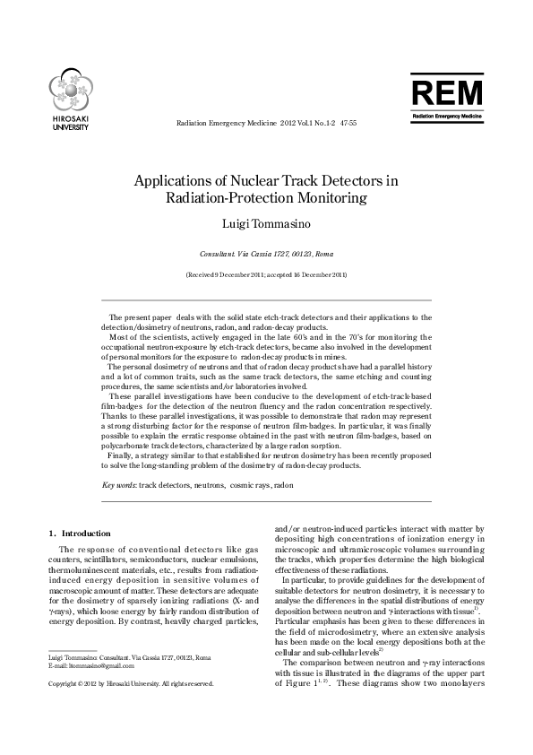 (PDF) Applications of Nuclear Track Detectors in Radiation-Protection ...