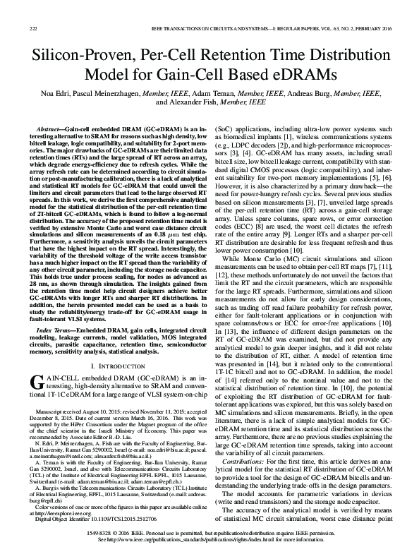 (PDF) Silicon-Proven, Per-Cell Retention Time Distribution Model for ...