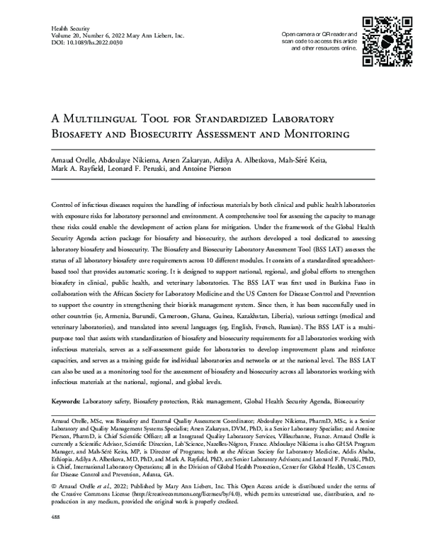 (PDF) A Multilingual Tool for Standardized Laboratory Biosafety and ...