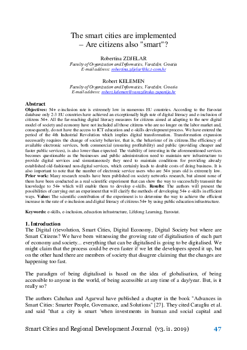 (PDF) The smart cities are implemented – Are citizens also "smart"?