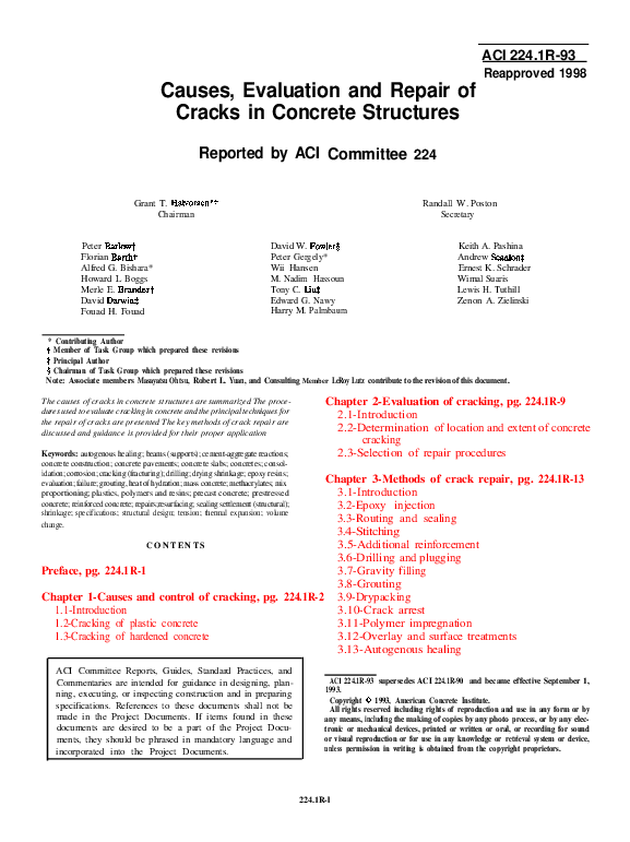 (PDF) Causes, Evaluation, and Repair of Cracks in Concrete Structures