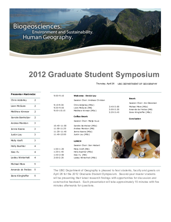 (PDF) 2012 UBC Geography Graduate Symposium