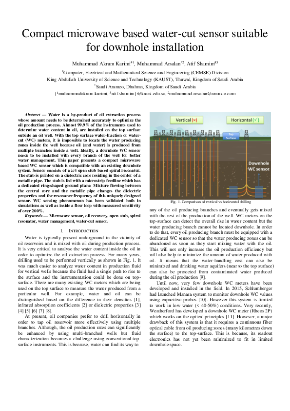 (PDF) Compact microwave based water-cut sensor suitable for downhole ...
