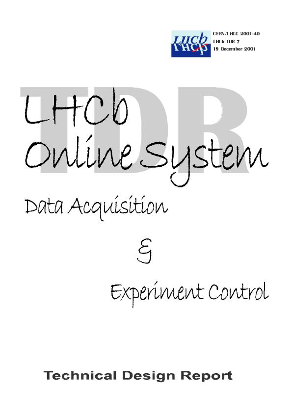 (PDF) LHCb Online system Data acquisition and experiment control: Technical design report