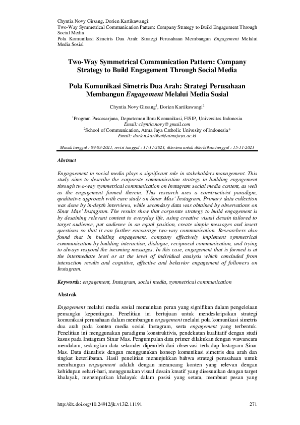 (PDF) Two-Way Symmetrical Communication Pattern: Company Strategy to ...