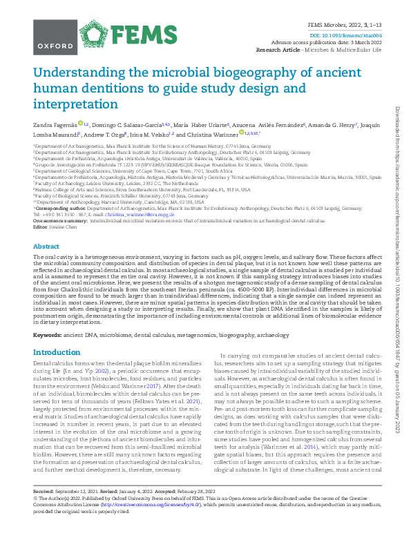 (PDF) Understanding the microbial biogeography of ancient human ...