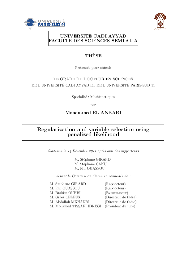 Pdf Regularisation And Variable Selection Using Penalized Likelihood