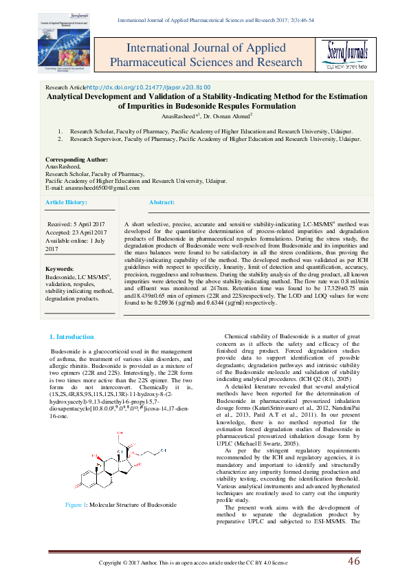 (PDF) Analytical Development and Validation of a Stability-Indicating Method for the Estimation ...