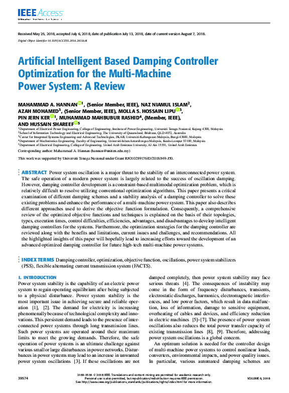 (PDF) Artificial Intelligent Based Damping Controller Optimization for the Multi-Machine Power ...
