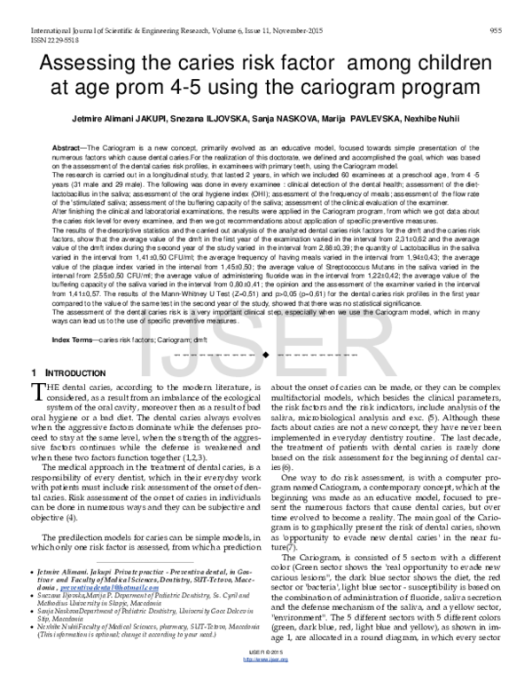 (PDF) Assessing the caries risk factor among children at age prom 4-5 ...