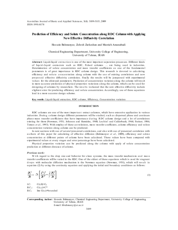 (PDF) Prediction of Efficiency and Solute Concentration along RDC Column with Applying New ...
