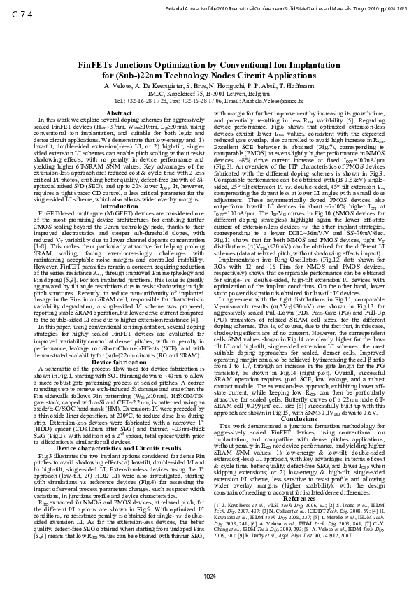 (PDF) FinFETs Junctions Optimization by Conventional Ion Implantation ...