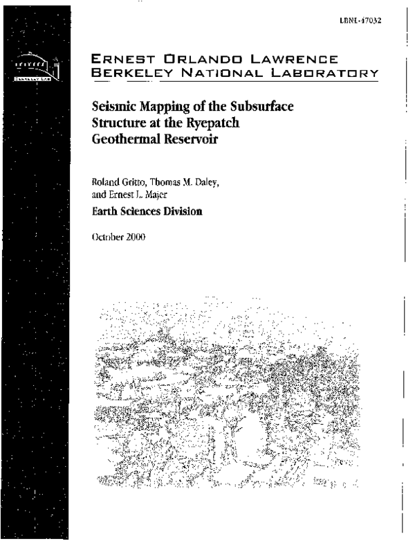 (PDF) Seismic Mapping of the Subsurface Structure at the Ryepatch ...