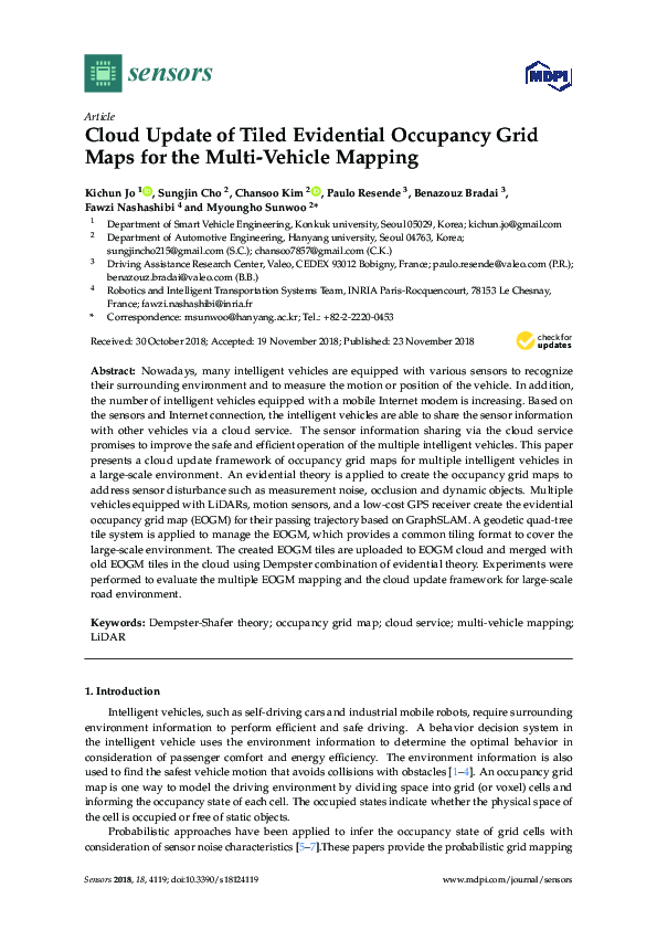 (PDF) Cloud Update of Tiled Evidential Occupancy Grid Maps for the Multi-Vehicle Mapping
