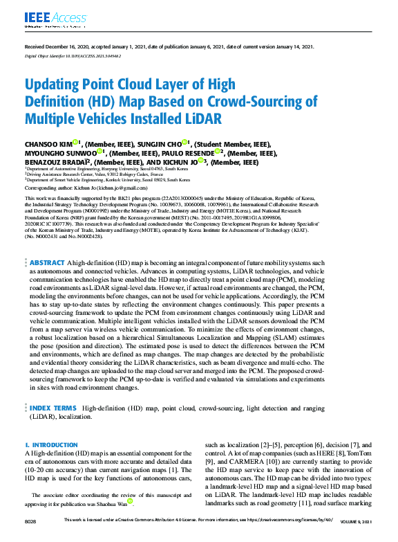 Pdf Updating Point Cloud Layer Of High Definition Hd Map Based On