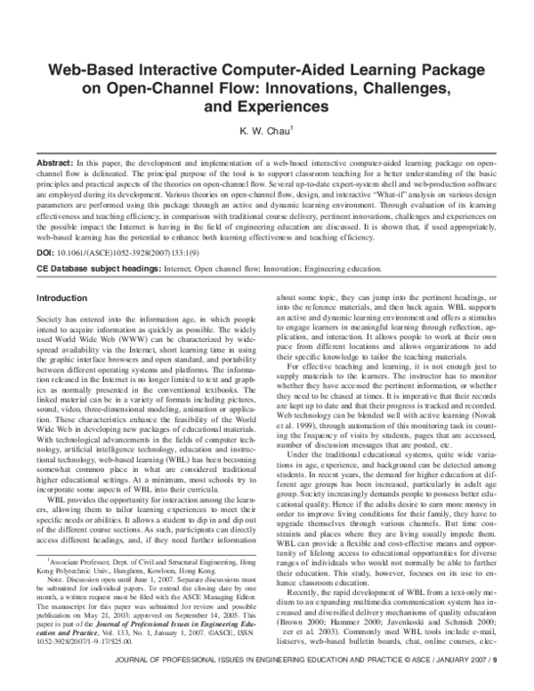 (PDF) Web-based interactive computer-aided learning package on open ...