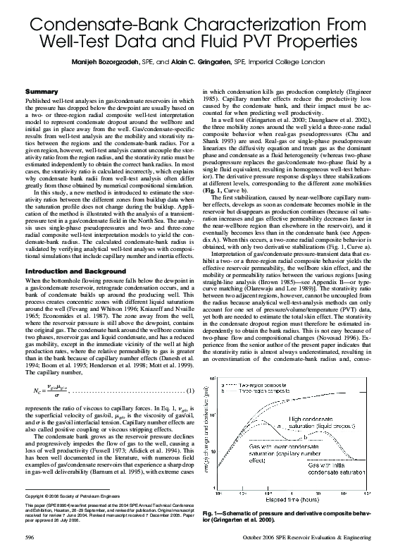 (PDF) Condensate Bank Characterization from Well Test Data and Fluid ...