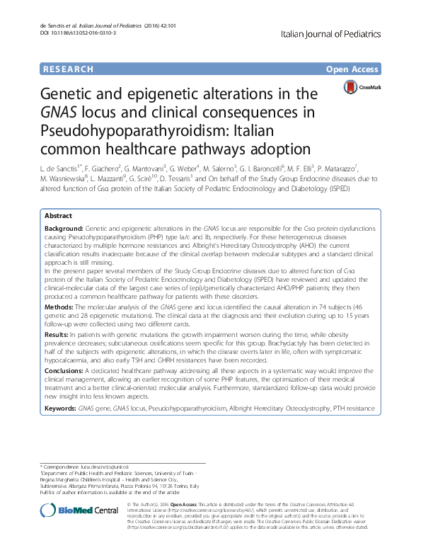 (PDF) Genetic and epigenetic alterations in the GNAS locus and clinical ...