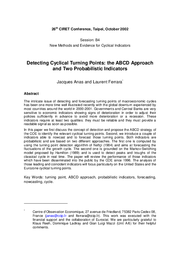 (PDF) Detecting Cyclical Turning Points