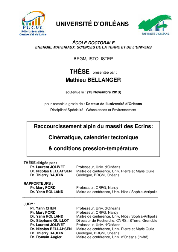 (PDF) Alpine shortening of the Ecrins massif : kinematics, tectonics ...
