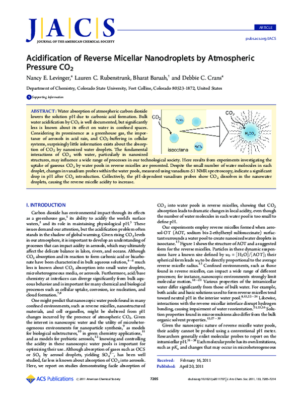 (PDF) Acidification of Reverse Micellar Nanodroplets by Atmospheric ...