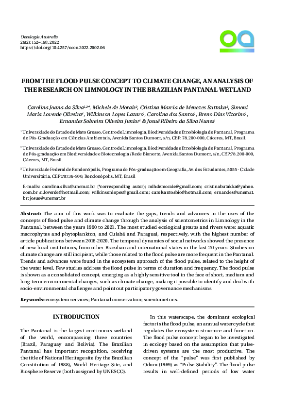 (PDF) From the Flood Pulse Concept to Climate Change, an Analysis of ...