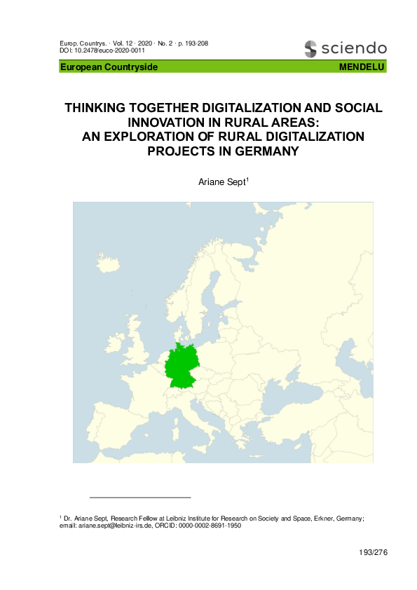(PDF) Thinking Together Digitalization and Social Innovation in Rural ...